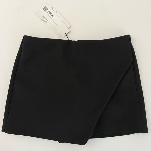 Zara | Shorts | Zara Black Asymmetric Skort | Poshmark